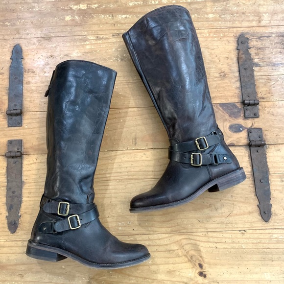 hinge | Shoes | Hinge Devin Buckle Detail Riding Boots 65 Brown ...